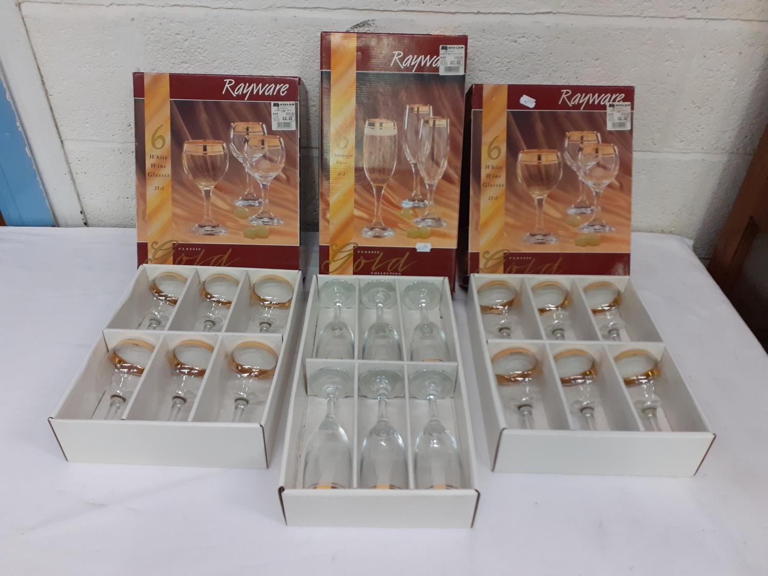 Three Boxed Sets of Rayware Classic Collection Glasses - Two White Wine ...
