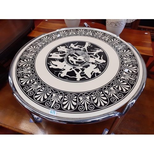 Circular 1960's Style Greek Coffee Table - 43cm tall x 78cm diameter.