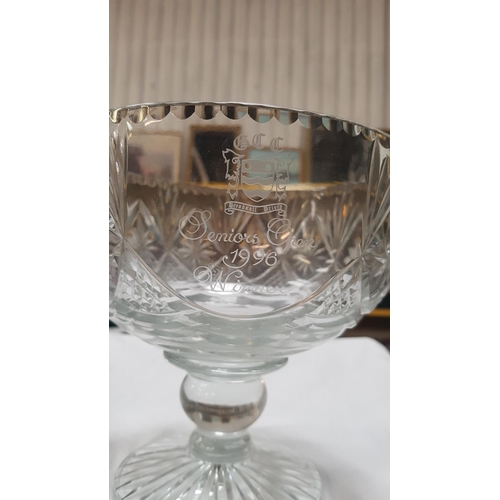 Stemmed Cut Glass Presentation Bowl.