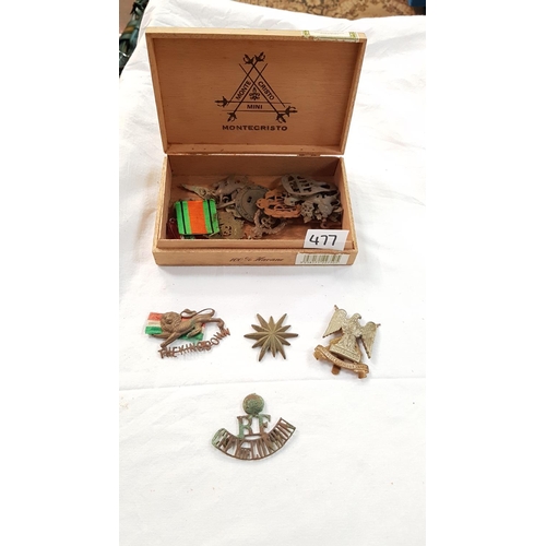 Cigar Box of Various Military Medals.
