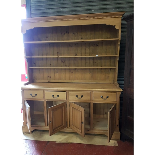 Large Solid Pine Closed Back Dresser with Four Drawers, Four Cupboards ...