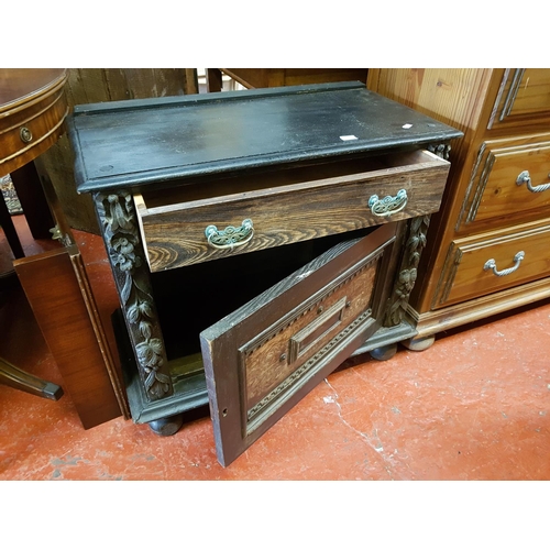 Carved Front Single Drawer & Cupboard Unit - approx 27" tall x 30" wide ...