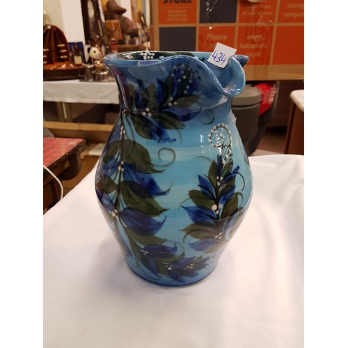 Gwilli Pottery Blue Glazed Jug Signed Chris Latter - approx 9" tall ...