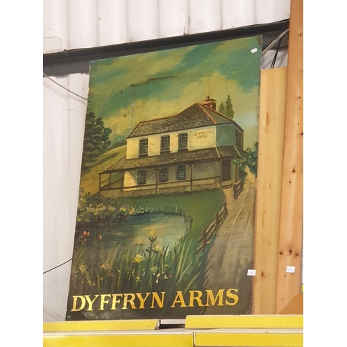 Large Tin Plate "Dyffryn Arms" Advertising Sign - 110cm x 76cm.