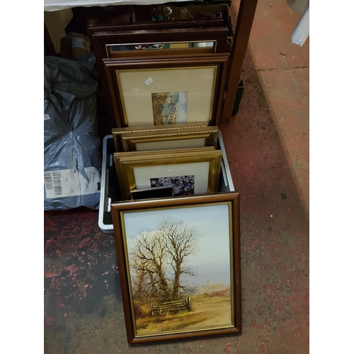 Box of Assorted Pictures, Prints, Hand Painted Mirrors & Large Vintage ...