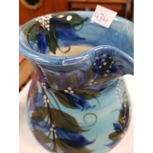 Gwilli Pottery Blue Glazed Jug Signed Chris Latter - approx 9" tall ...
