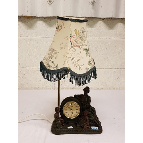 Juliana Clock Table Lamp & Floral Shade.