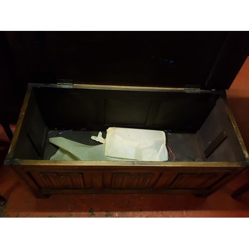 Vintage Oak Linen Fold Coffer with Hinge Lid - 20" tall x 42" long x 18 ...
