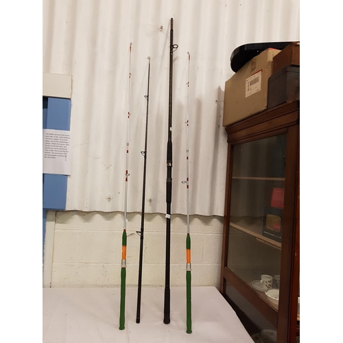 Two Piece Hyperloop Beach Rod & Two Aluminium Fishing Rods.