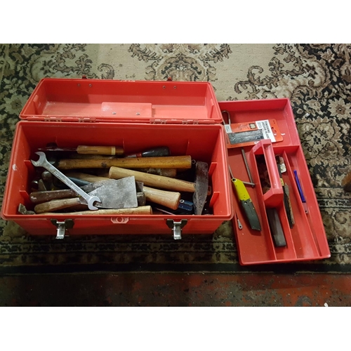 Plastic Tool Box & Quantity of Tools.