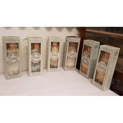 Six Boxed "The Classique Collection" Porcelain Dolls.