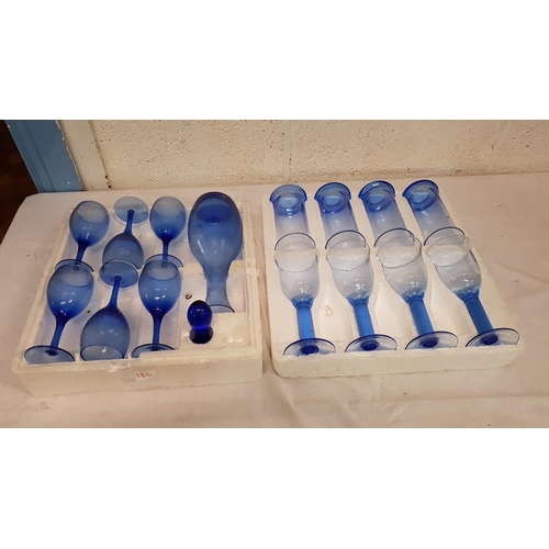 Two Boxes (15 Piece) Blue Glass Set.