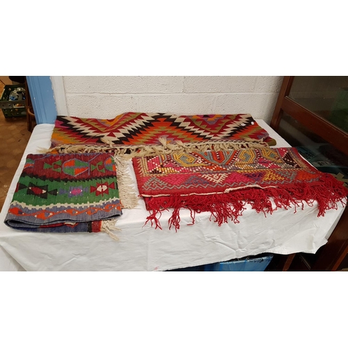 Three Large Colourful Rugs / Wall Hangings.