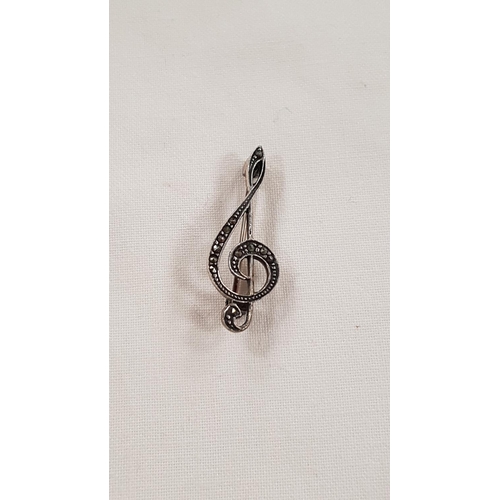 925 Silver Treble Clef Brooch.