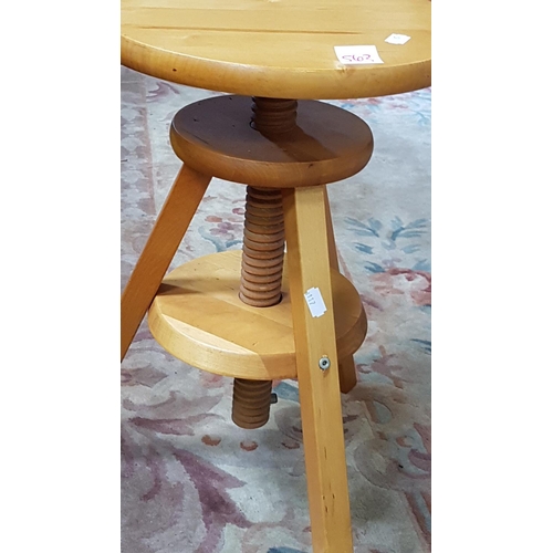 Solid Pine Corkscrew Adjustable Height Stool.