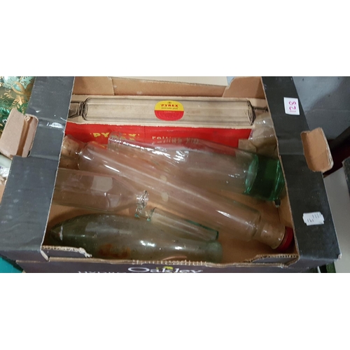Box to Include Vintage Glass Pyrex Rolling Pins - One in Original Box ...