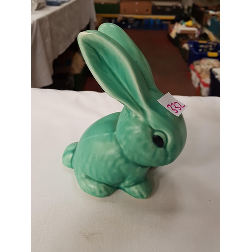 Sylvac Green Pottery Rabbit - approx 4" tall.
