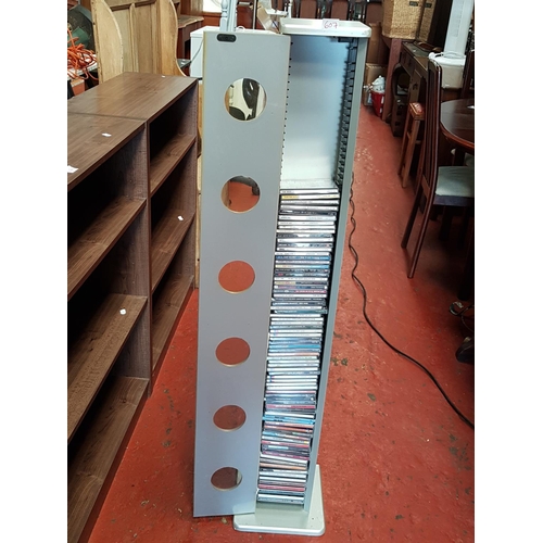 Silver Grey CD Storage Tower Cupboard & Quantity of CD's - approx 4ft tall.