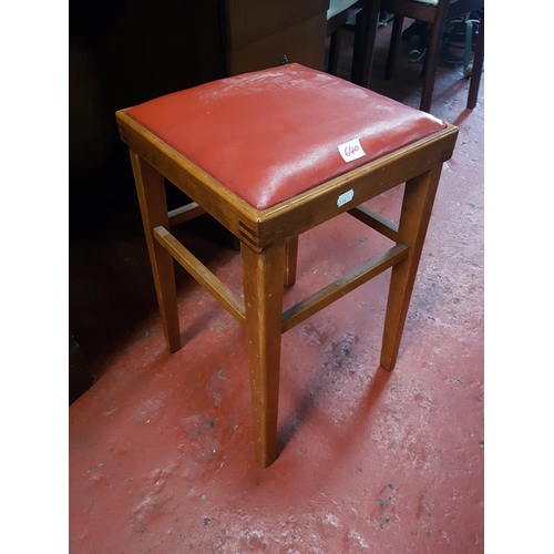 Red Leather Topped Occasional Stool - 20" tall.