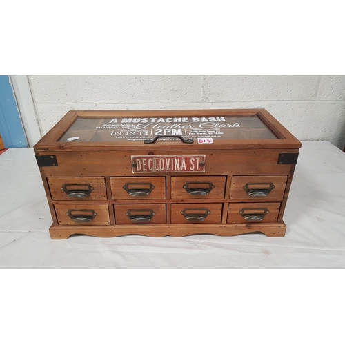 Eight Drawer Solid Pine Table Top Storage Box with Display Compartment ...