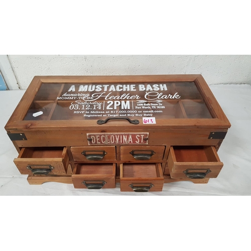 Eight Drawer Solid Pine Table Top Storage Box with Display Compartment ...