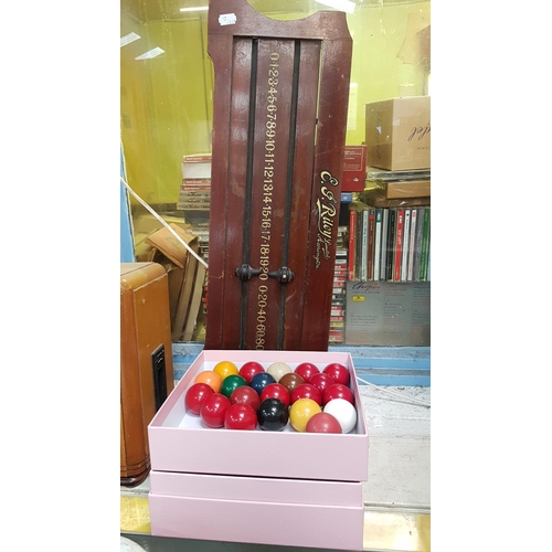 Set of Snooker Balls & Riley Wooden Score Board.