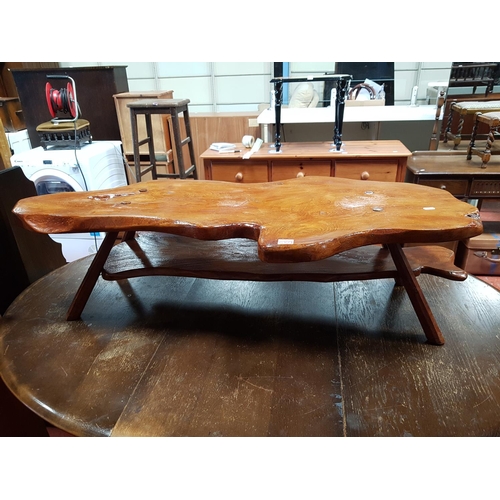 Rustic Hand Crafted Coffee Table Made from Sliced Solid Tree Trunk with ...