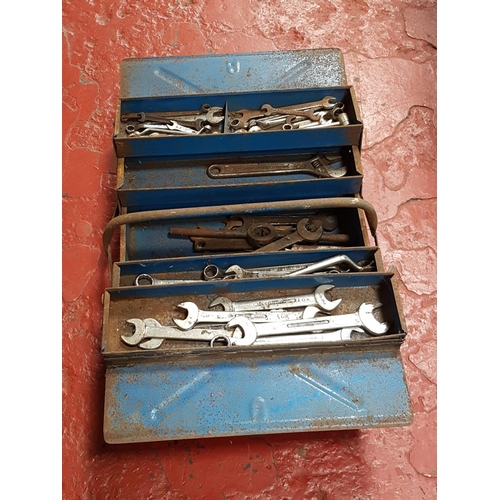 Metal Tool Box & Quantity of Tools Including Spanners.