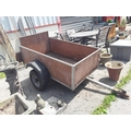 Wooden Framed Twin Wheel Trailer.