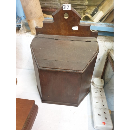 Wall Hanging Vintage Oak Candle Box with Lift Lid.