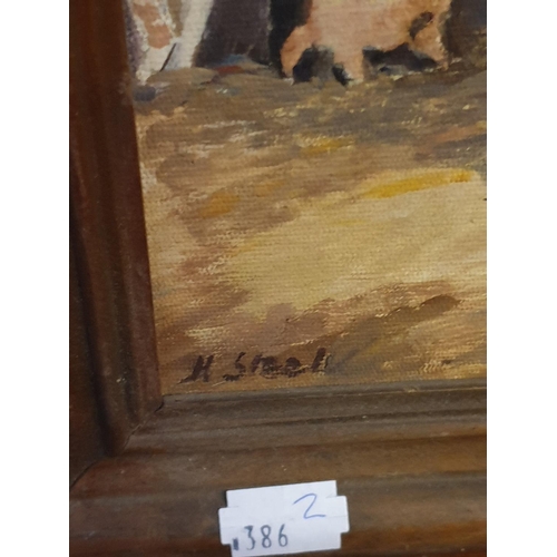 Framed Oil on Board Equine Scene Painting by Maggie Steel - 52cm x 43cm.