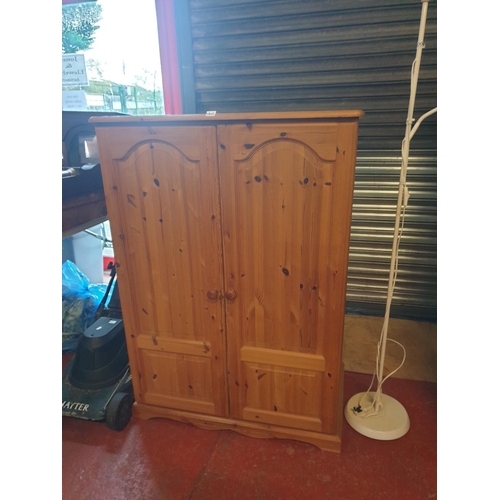 Solid Pine Double Door Computer Cupboard with Slide-out Shelf & Shelves ...