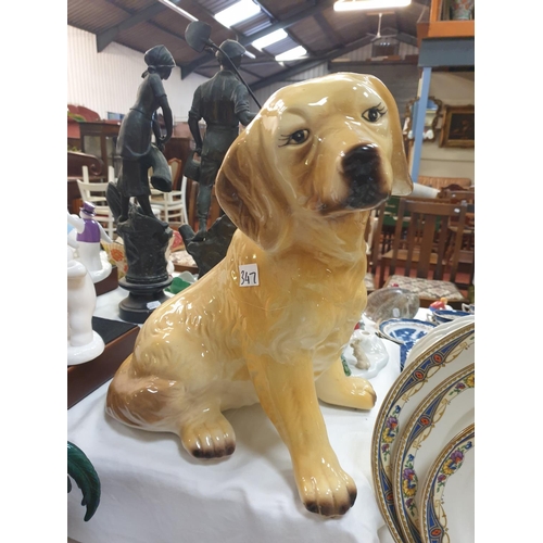 14" Tall Sitting Golden Labrador Ceramic Figure.