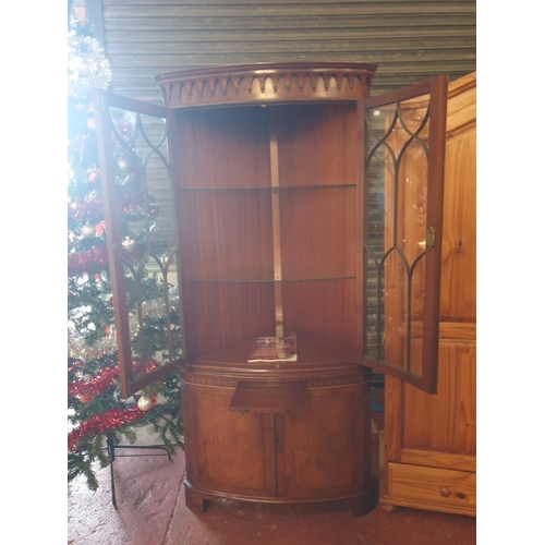 Bevan Funnell Mahogany Glazed Top Curved Front Corner Cabinet with ...