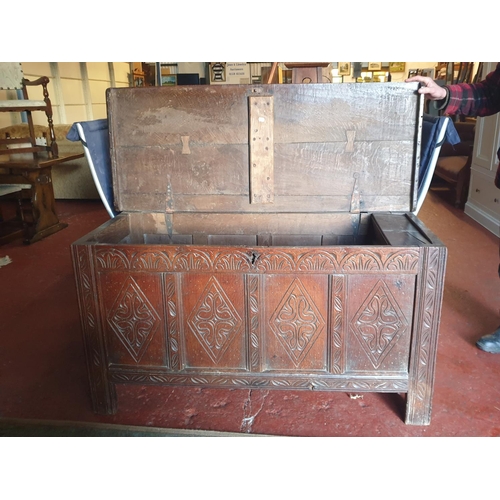 Dark Oak Carved Front Coffor with Inner Candle Box & Secret Compartment ...