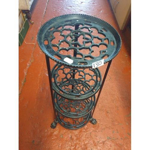 Cast Black Metal Four Tier Pan Stand - 70cm tall.