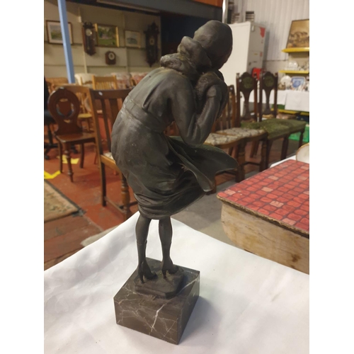 Spelter Lady Figure on Marble Base.