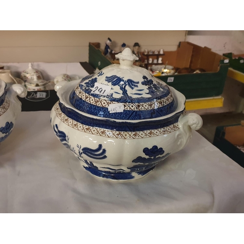 Pair of Large Booths 'Real Old Willow Pattern' (A8025) Soup Tureens ...