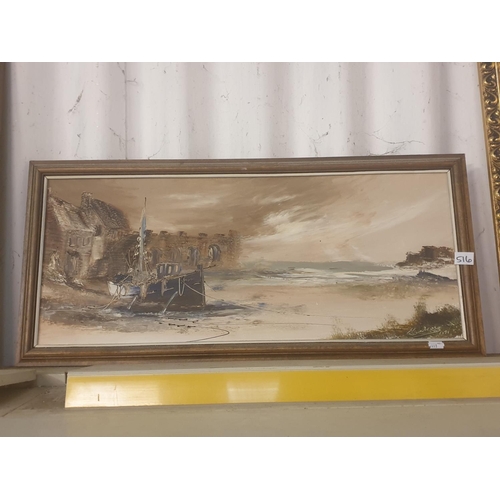 Framed Original Oil on Board Painting by Bill Hawkes - Fishing Boat at ...