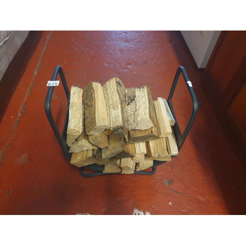 Black Metal Log Basket & Quantity of Seasoned Logs.