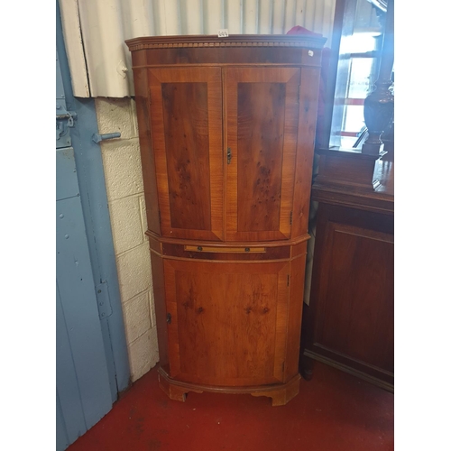 Bow Fronted Corner Cocktail Cabinet with Twin Top Cupboard over Pull ...