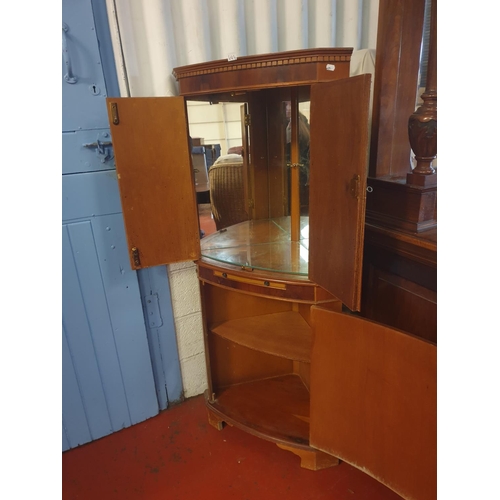 Bow Fronted Corner Cocktail Cabinet with Twin Top Cupboard over Pull ...