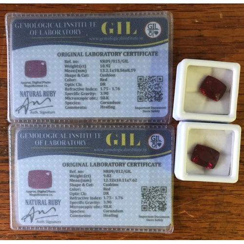 2 X BEAUTIFUL LAB REAL RUBY STONES AND CERTIFICATES FROM GIL ...