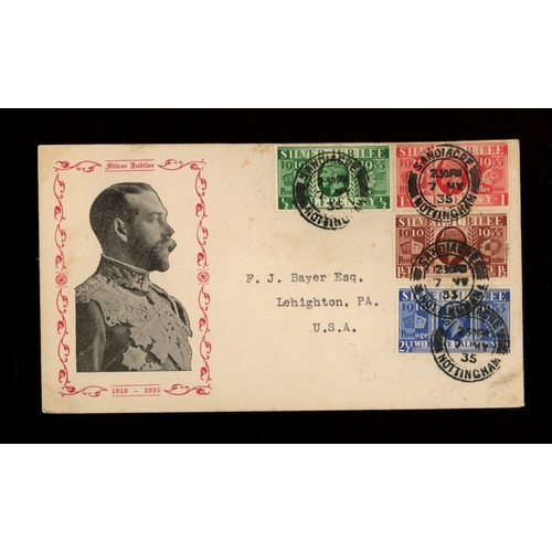1935 Silver Jubilee illustrated FDC with Sandiacre Nottingham CDS ...