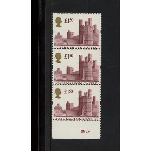 1992 ï¿½1.50 bottom marginal vertical strip of 3 with perfs shifted ...