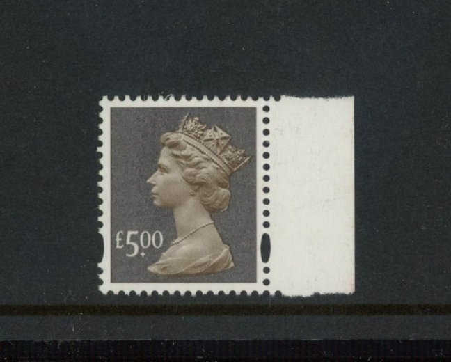 Machin £5 right marginal stamp in unissued colour. U/M, fine. (see photo)