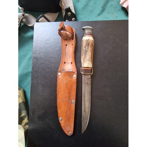Bone handled vintage German knife in pouch