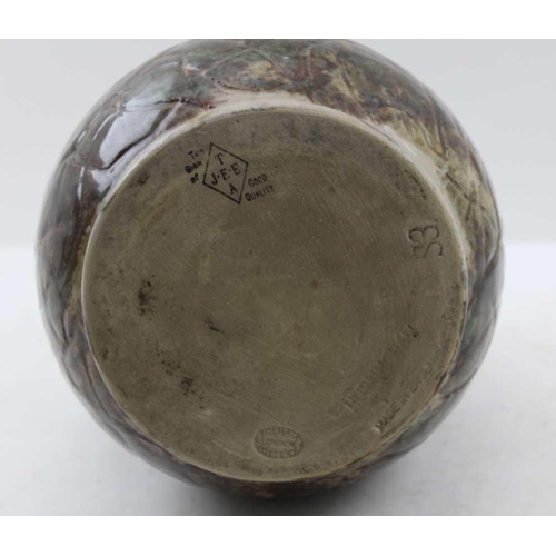 A FULHAM POTTERY HURLINGHAM WARE POTTERY VASE fitted three handles ...