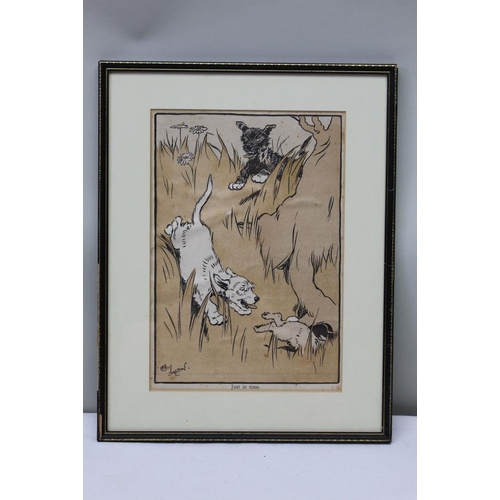 After Cecil Aldin 'Just in time', chromolithograph, 32cm x 22cm ...