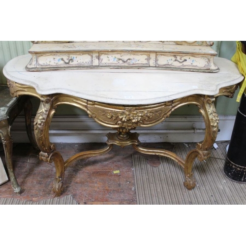A painted & part gilded wood fancy console table in Italian style